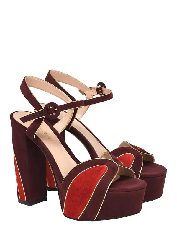 GIANVITO ROSSI Tamara Sandals - Dark Red Suede And Nappa