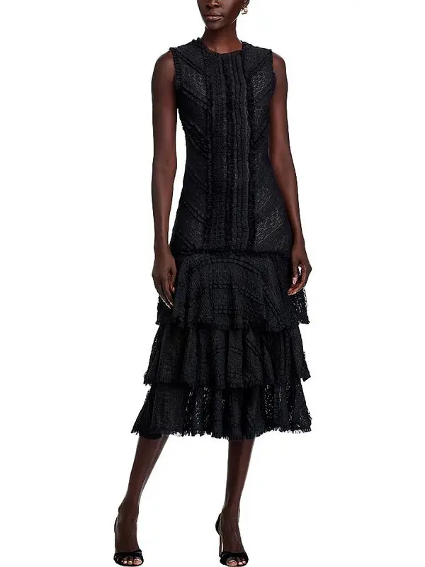 Cinq À Sept Maceio Lace Tiered Dress - Black