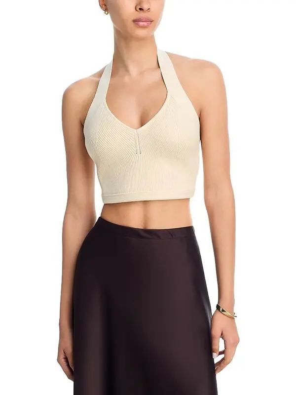 Wardrobe.NYC Cropped Halter Top - Cream