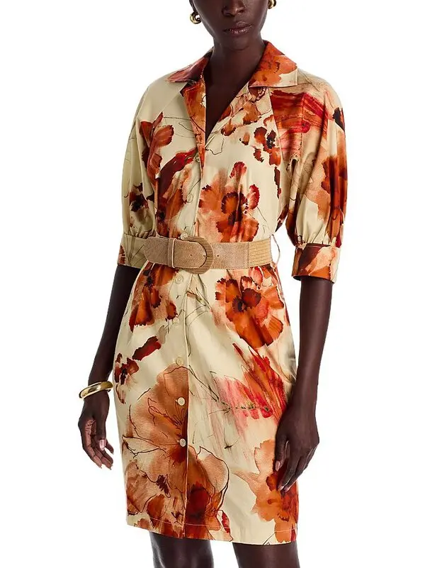 Donna Karan New York Floral Print Shirtdress - Cinnamon Multi