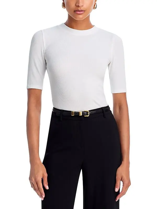 FRAME Ribbed Crewneck Tee - White
