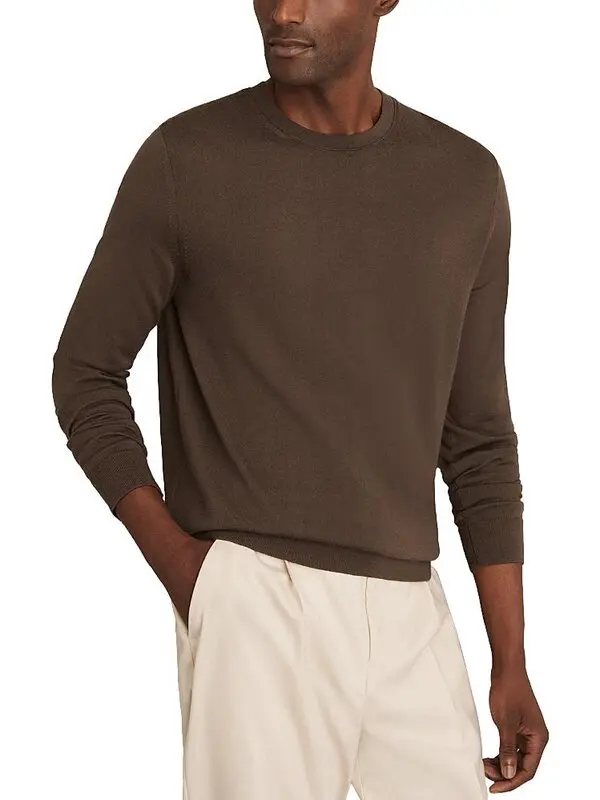 REISS Wessex Merino Crewneck Sweater - Chocolate