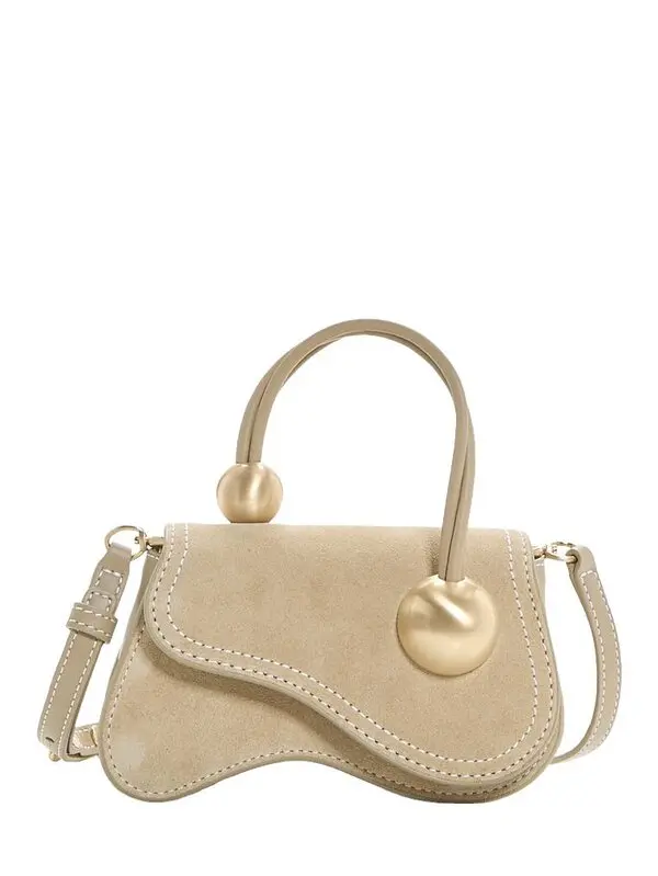 Cult Gaia Kazia Nano Mini Suede Crossbody Bag - Sand Dollar
