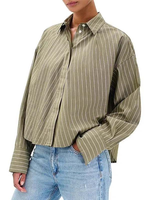 Rag & Bone Martha Poplin Stripe Shirt - Grnst