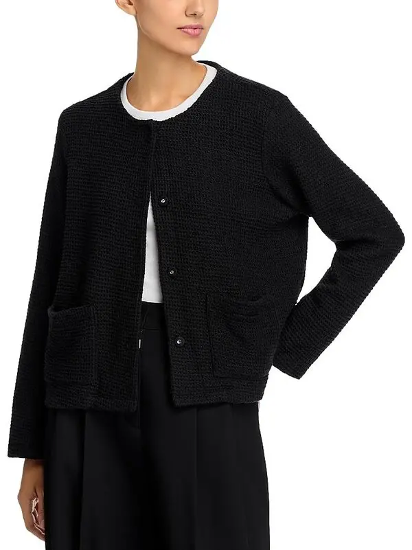 Eileen Fisher Round Neck Jacket - Black
