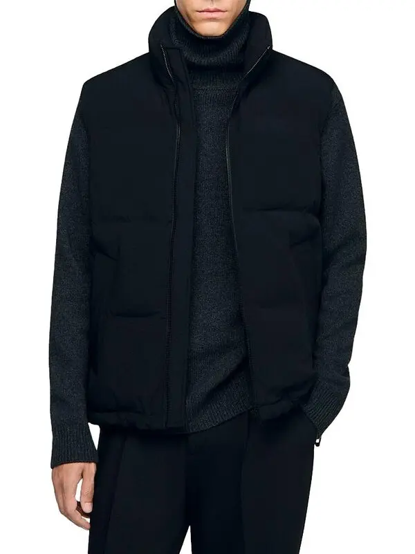 Sandro Sleeveless Technical Puffer Vest - Black