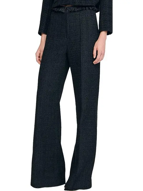 Sandro Tweed Suit Trousers - Black
