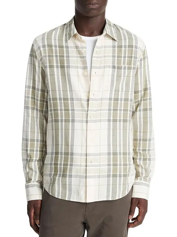 Vince Plaid Shirt Jacket - Blanco/ Driver Green