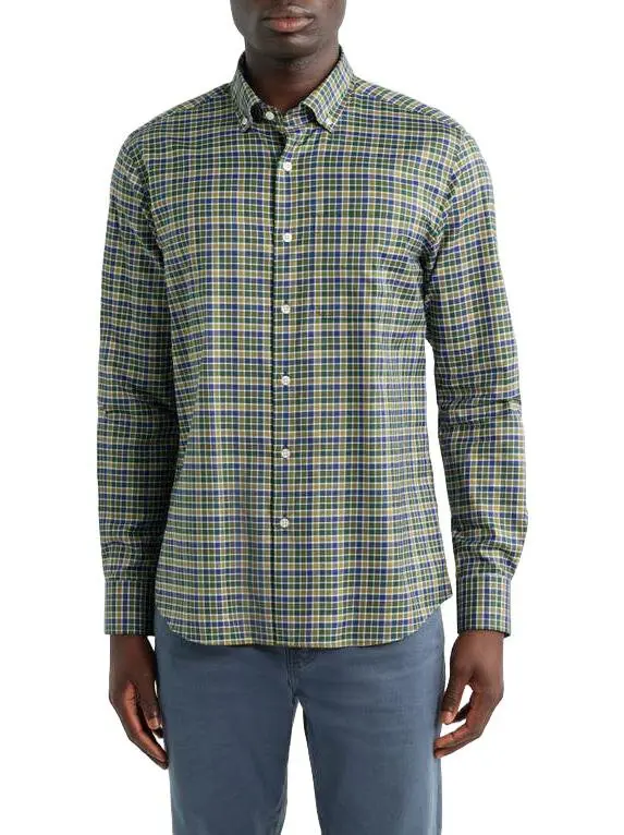 Scott Barber Check Prep Cotton Twill Button-down Shirt - Hunter