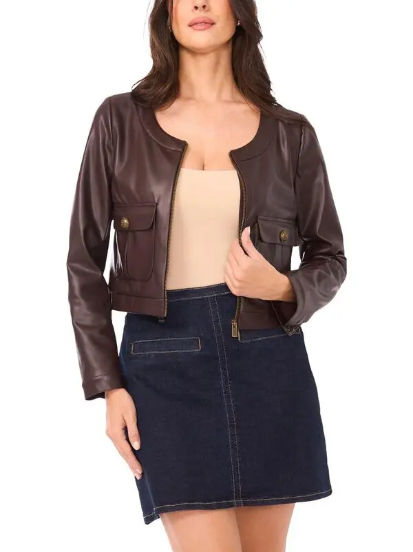 Vince Camuto Faux Leather Jacket - Chocolate