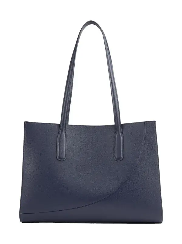 LK BENNETT Leather Tote With Interior Compartments - Navy