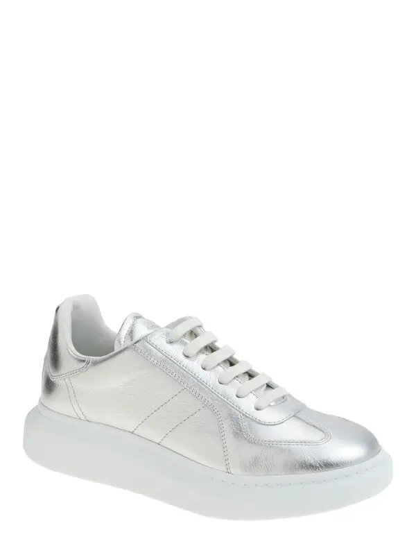 Alexander McQueen Oversized Metallic Leather Sneakers - Silver