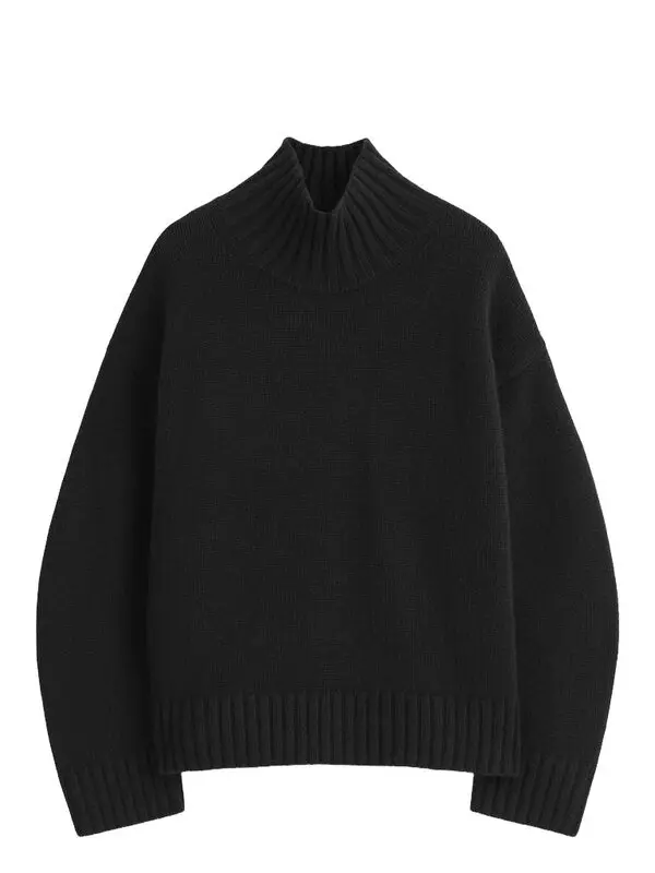 Cos Cashmere Funnel-neck Sweater - Black