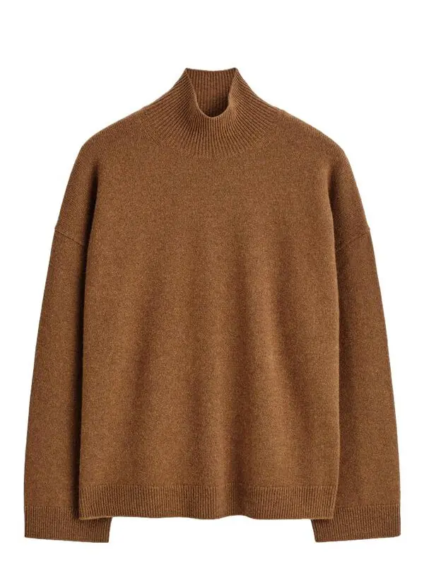 Cos Cashmere Funnel-neck Sweater - Brown