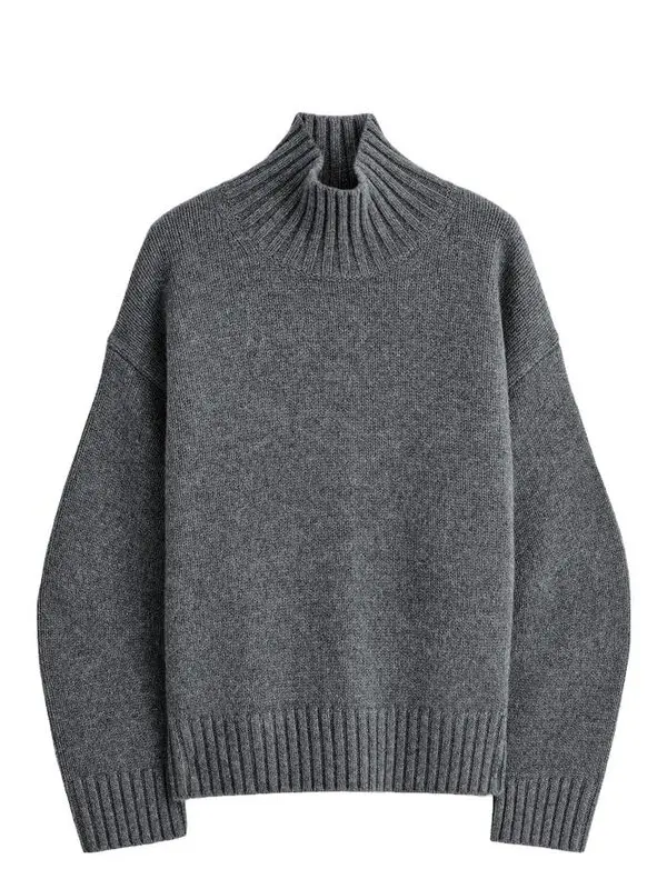Cos Cashmere Funnel-neck Sweater - Dark Grey