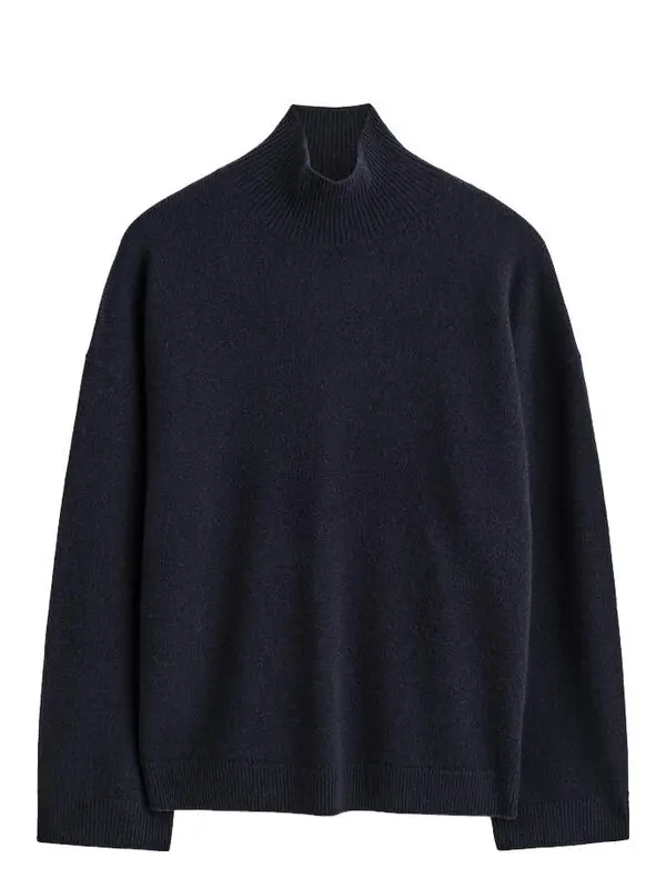 Cos Cashmere Funnel-neck Sweater - Navy