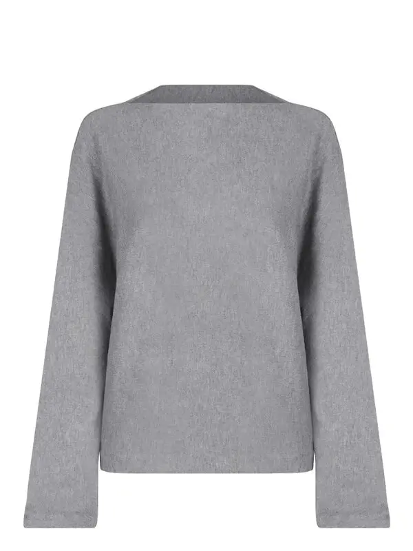 Vince Boat-neck Wide-sleeve Jumper - Grey