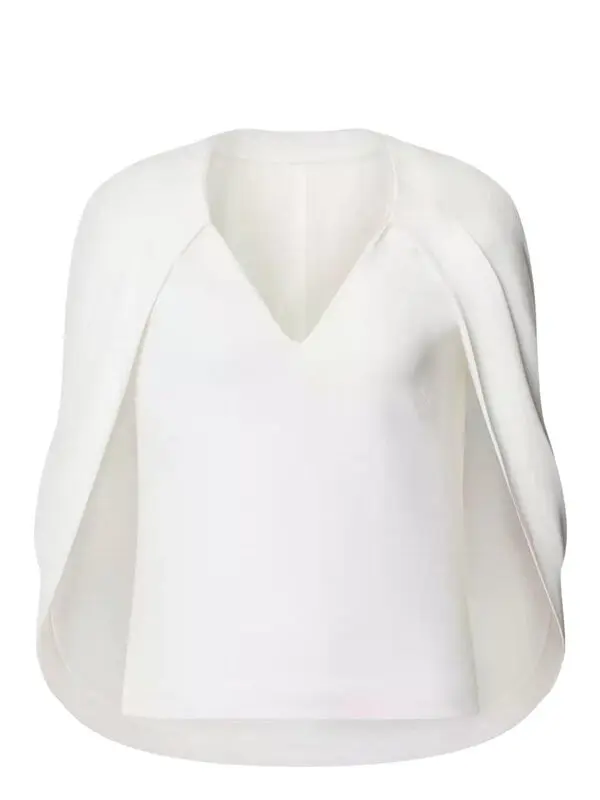 Alberta Ferretti Cape-sleeve V-neck Blouse - White