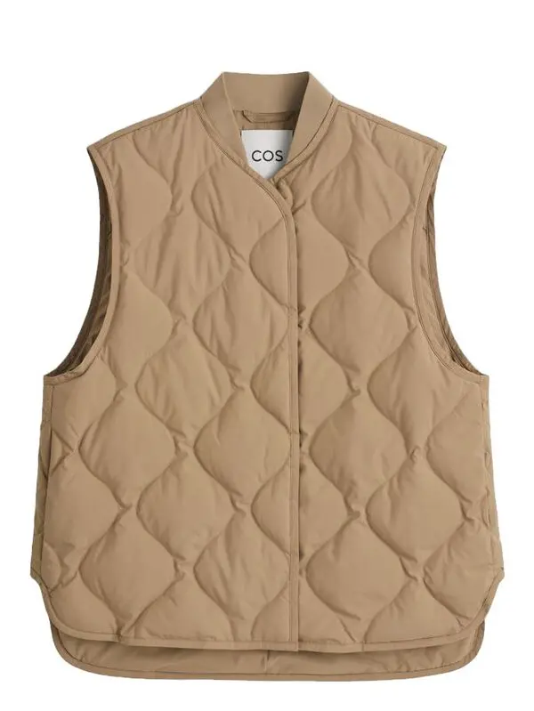 Cos Oversized Quilted Down Gilet - Beige