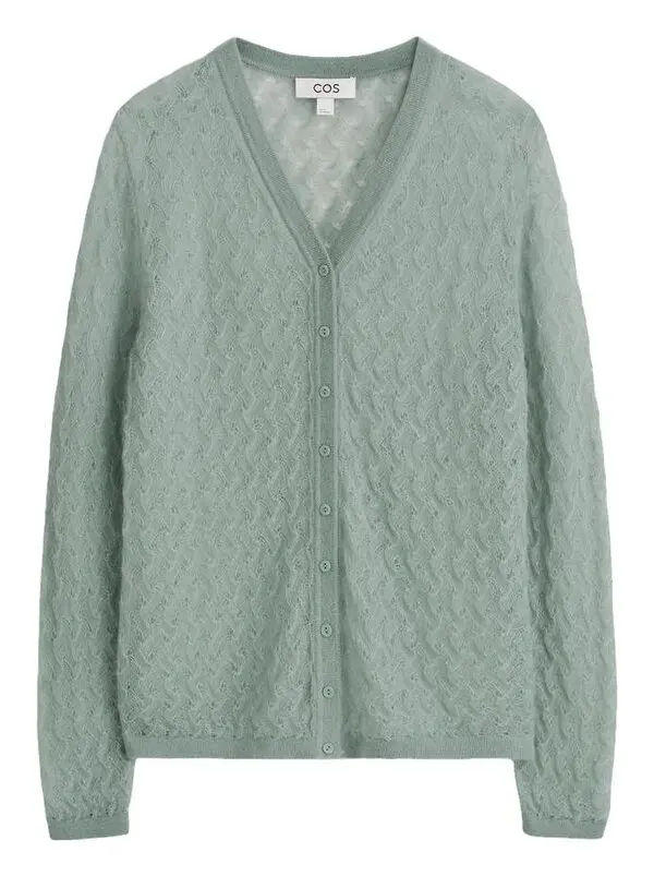 Cos Pointelle-knit Mohair Cardigan - Light Blue