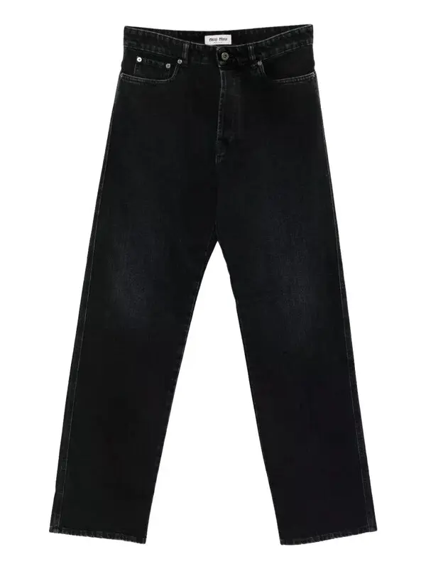 Miu Miu Logo-motif Straight-leg Jeans - Black
