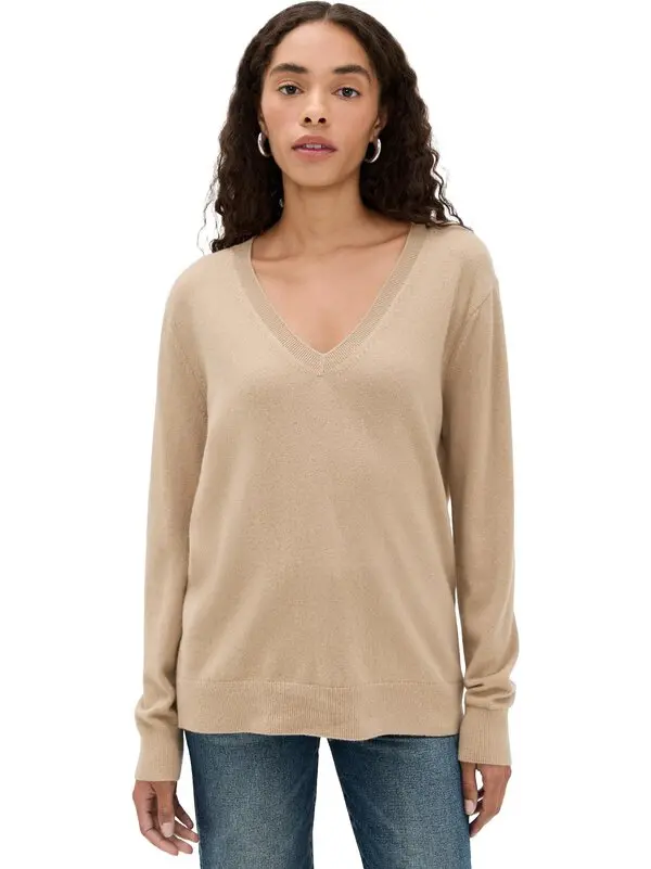 Vince V-neck Cashmere Pullover - Camel