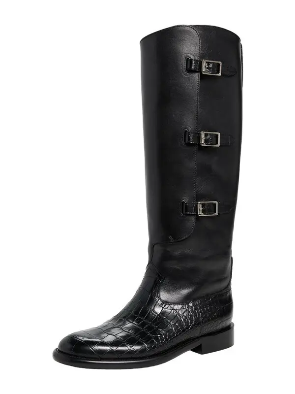 Paris Texas Montana Buckle Boots - Carbone/black
