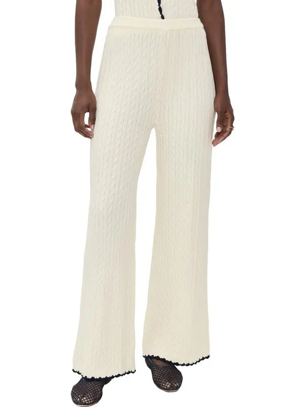 BAILEY ROSE Cable Knit Relaxed Pants - Cream