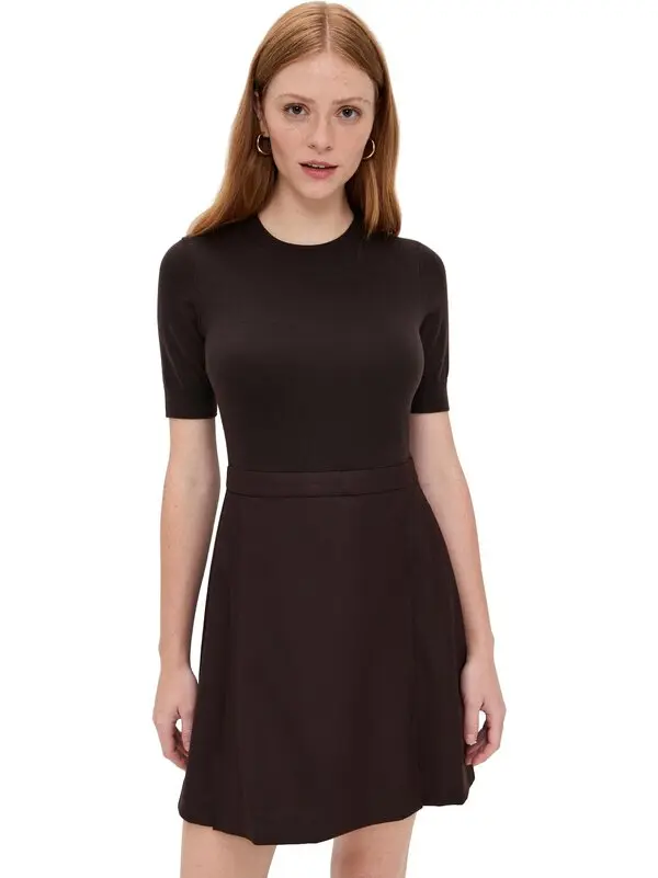 Theory Deep Pleat Mini Dress - Cacao