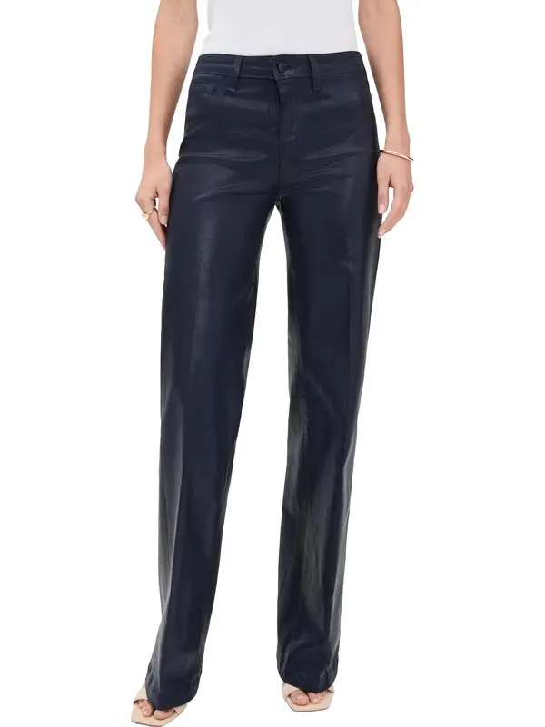 L'Agence Clayton Wide-leg Jeans - Deep Midnight Coated