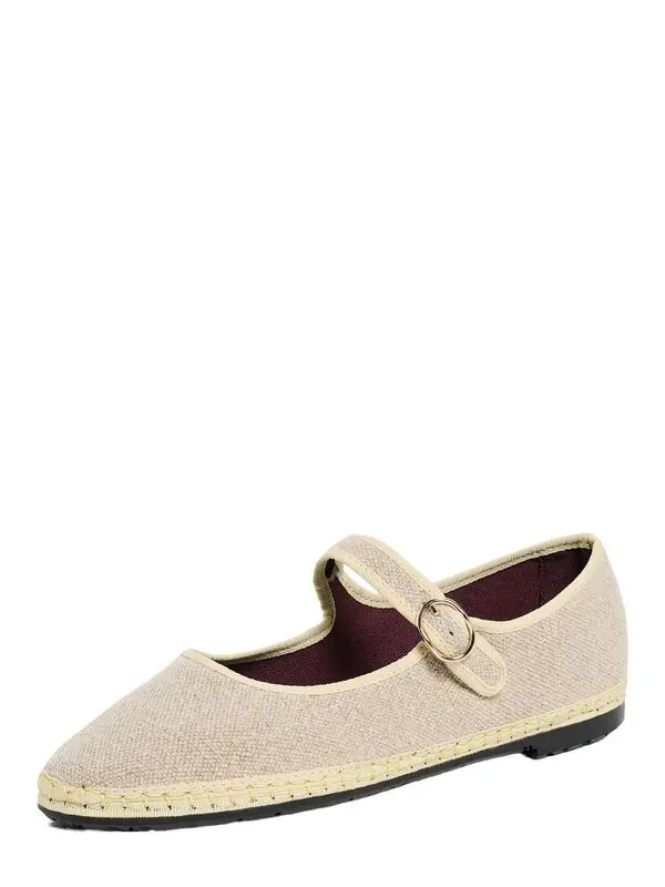 FLABELUS Linen Mary Jane Flats - Imelda