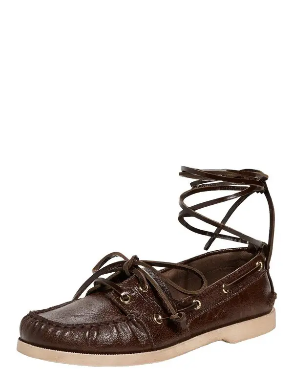 Golden Goose Wrinkled Leather Boat - Dark Brown
