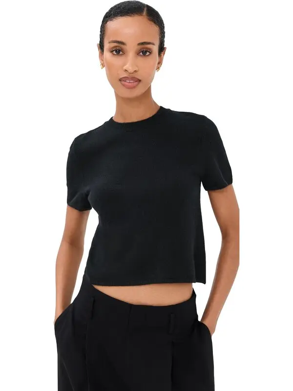Sablyn Relaxed Cashmere Crewneck Tee - Black