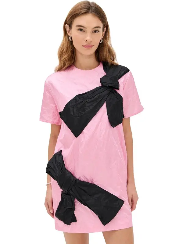MSGM Satin Bow Mini Dress - Candyfloss