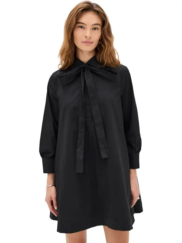 English Factory Bow Tie Mini Shirt Dress - Black