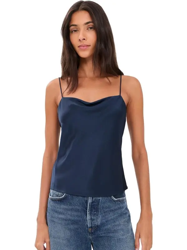Alice + Olivia Drapey Slip Tank - Navy