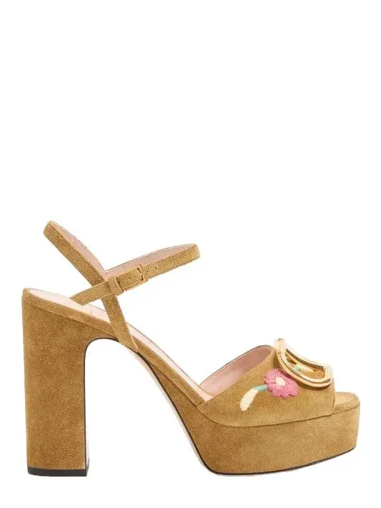Valentino Garavani Vlogo Signature Platform Sandal - Havana Beige