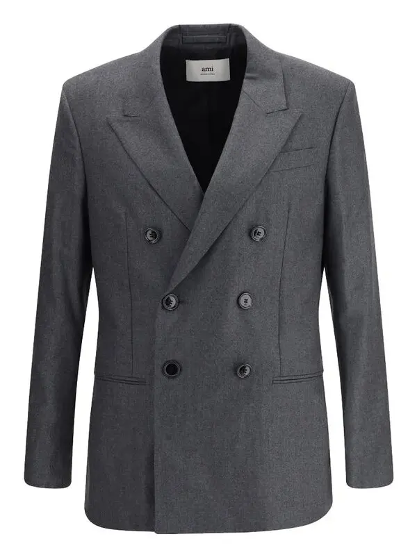 Ami Double-breasted Blazer - Grey