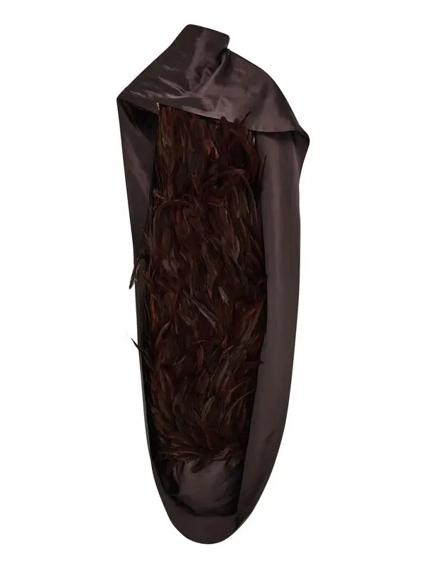 FERRAGAMO Feather Embellished Evening Dress - Brown