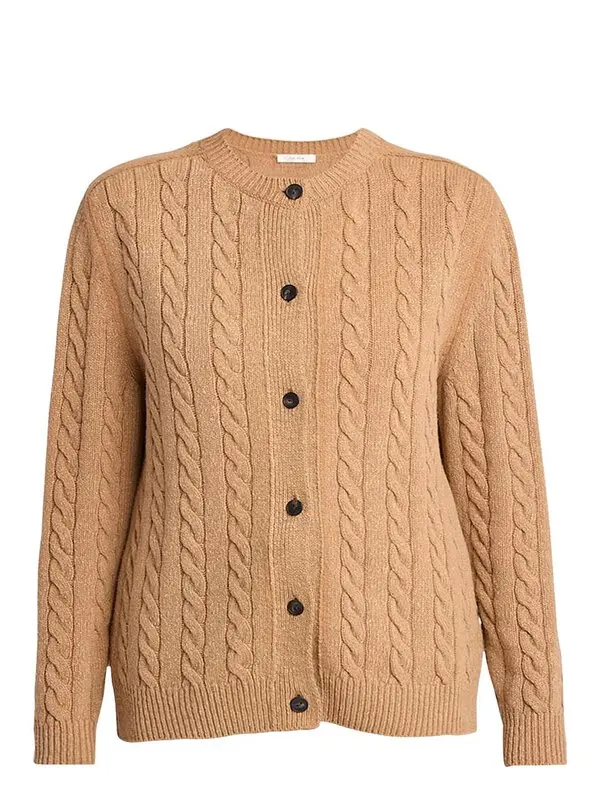 THE ROW Loneke Cable Knit Cardigan - Fawn