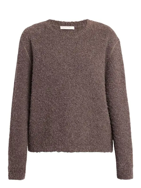 THE ROW Leorina Cashmere Boucle Knit Sweater - Taupe