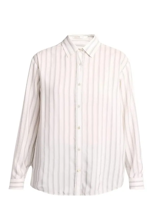 THE ROW Eirlys Striped Silk Shirt - Grey Stripe