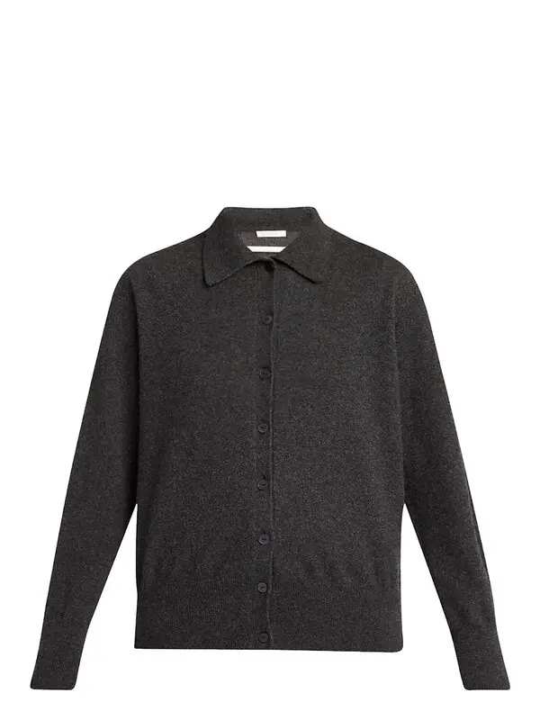 THE ROW Lillia Cashmere Collared Cardigan - Black