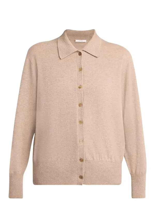 THE ROW Lillia Cashmere Collared Cardigan - Taupe