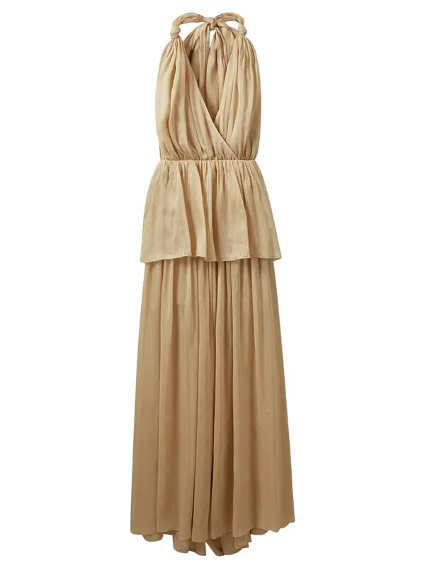 THE GARMENT Prince Linen-silk Peplum Gown - Tan