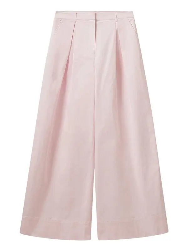THE GARMENT Avelino Cotton-blend Pleated Wide Leg Pants - Pink