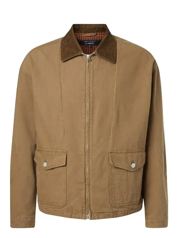 Comme Des Garçons Corduroy-trimmed Cotton Jacket - Beige