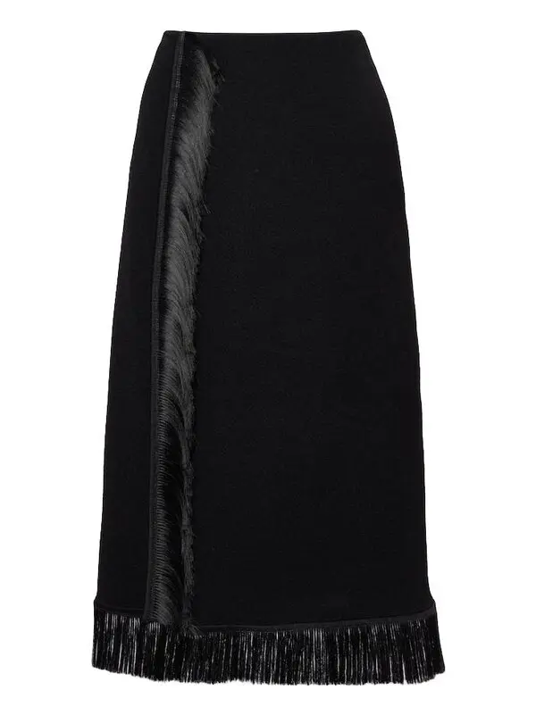 JIL SANDER Fringed Midi Skirt - Black