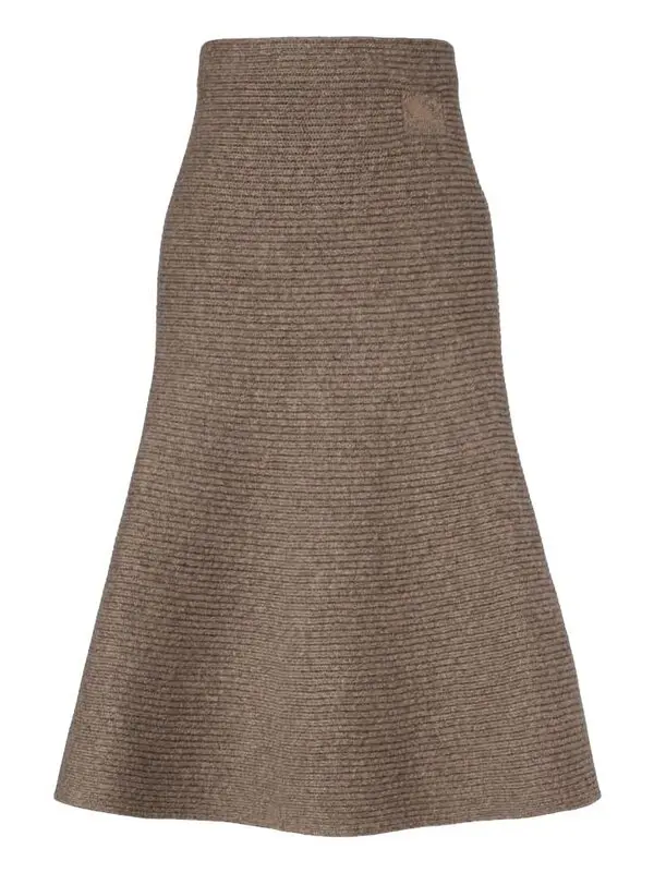 Burberry Knitted Wool-blend Midi Skirt - Beige