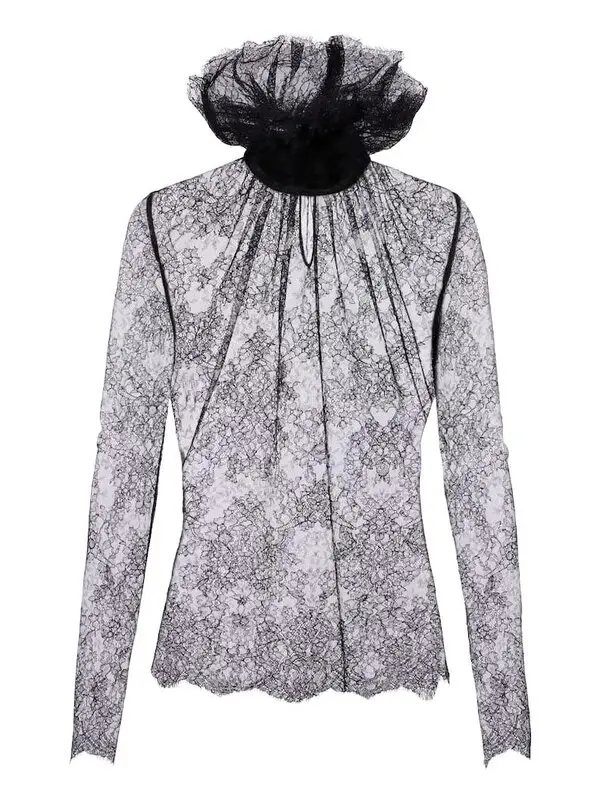 Alexander McQueen Floral Lace Top - Black